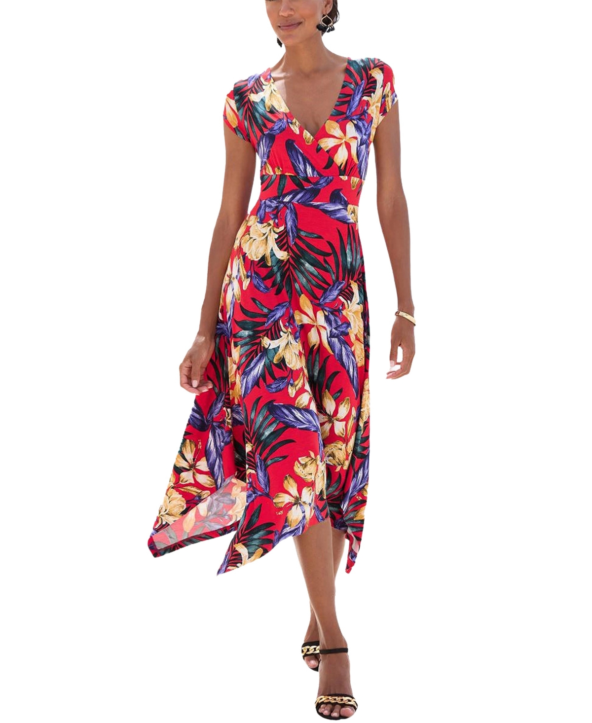 Click here for Lascana Womens Handkerchief Hem Dress - Red multi prices
