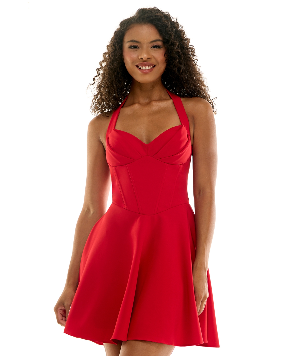 Click here for City Studios Juniors Halter Neck Fit and Flare Dre... prices