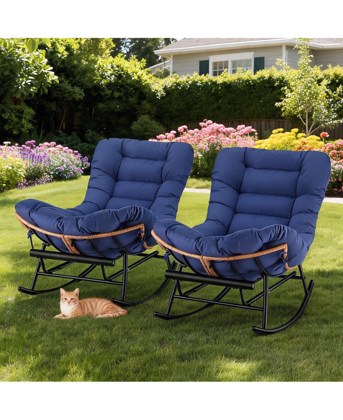 Click here for homfan Set of 2 Papasan Rocking Chairs with Foot R... prices