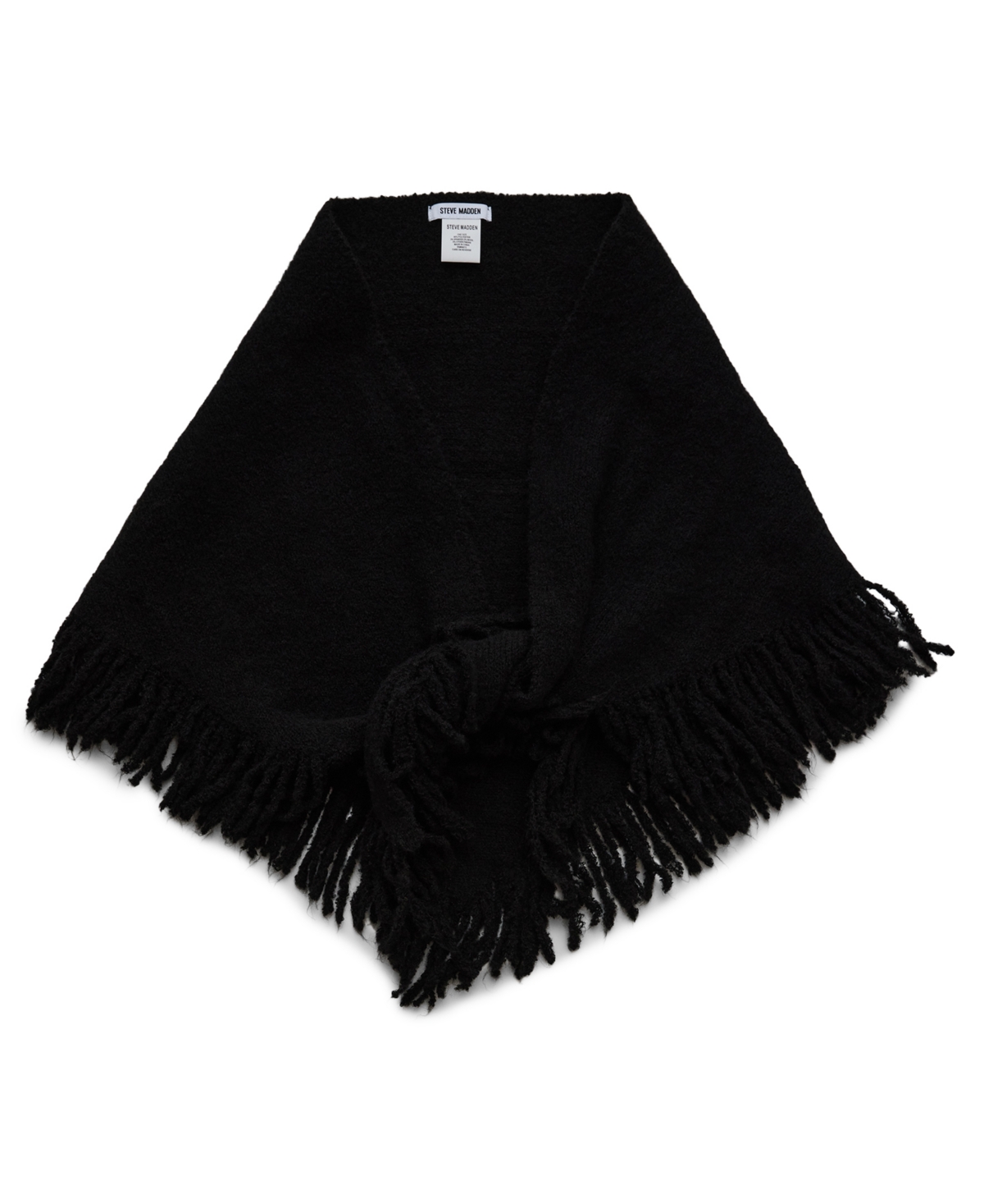 Click here for Steve Madden Fringe Marled Triangle Scarf - Black prices