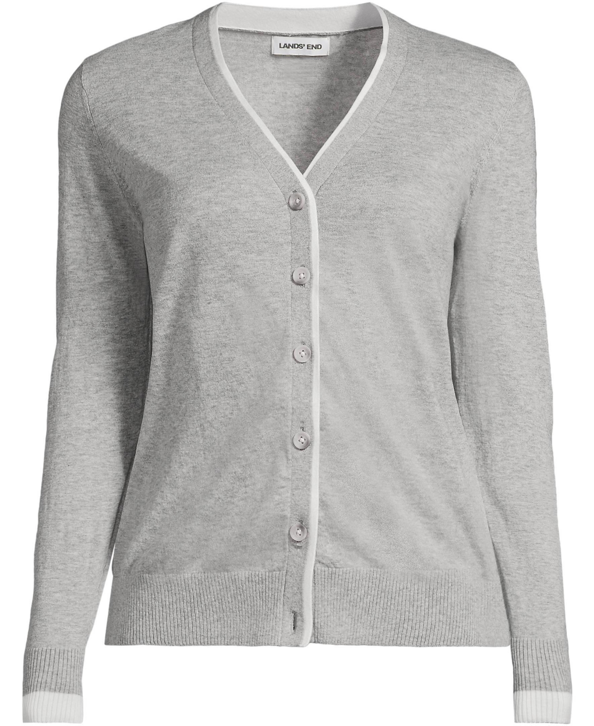 Click here for Lands End Womens Double Trim Cotton V-neck Cardiga... prices