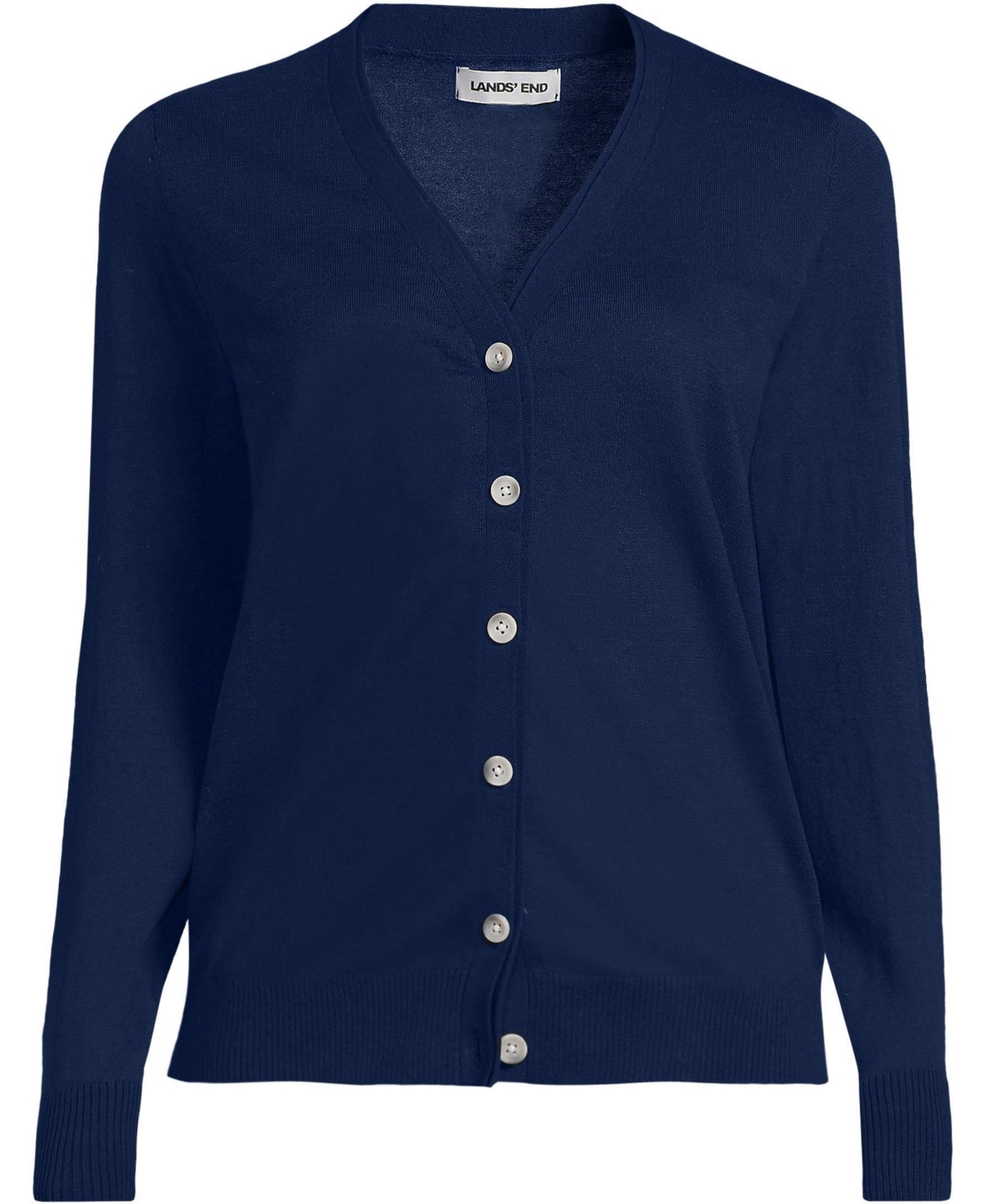 Click here for Lands End Womens Double Trim Cotton V-neck Cardiga... prices