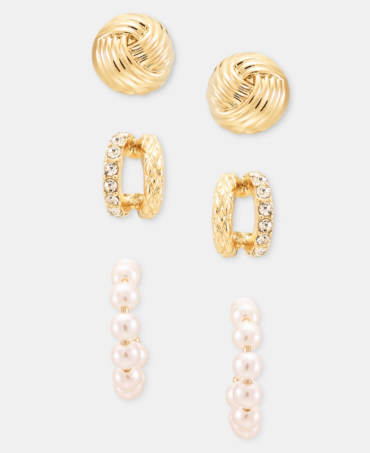 Click here for Anne Klein Knot Stud & Hoop Earrings  3-Piece Set... prices