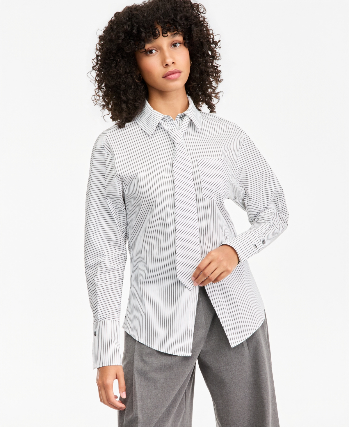 Click here for Bar Iii Womens Poplin Point-Collar Tie Shirt  Macy... prices