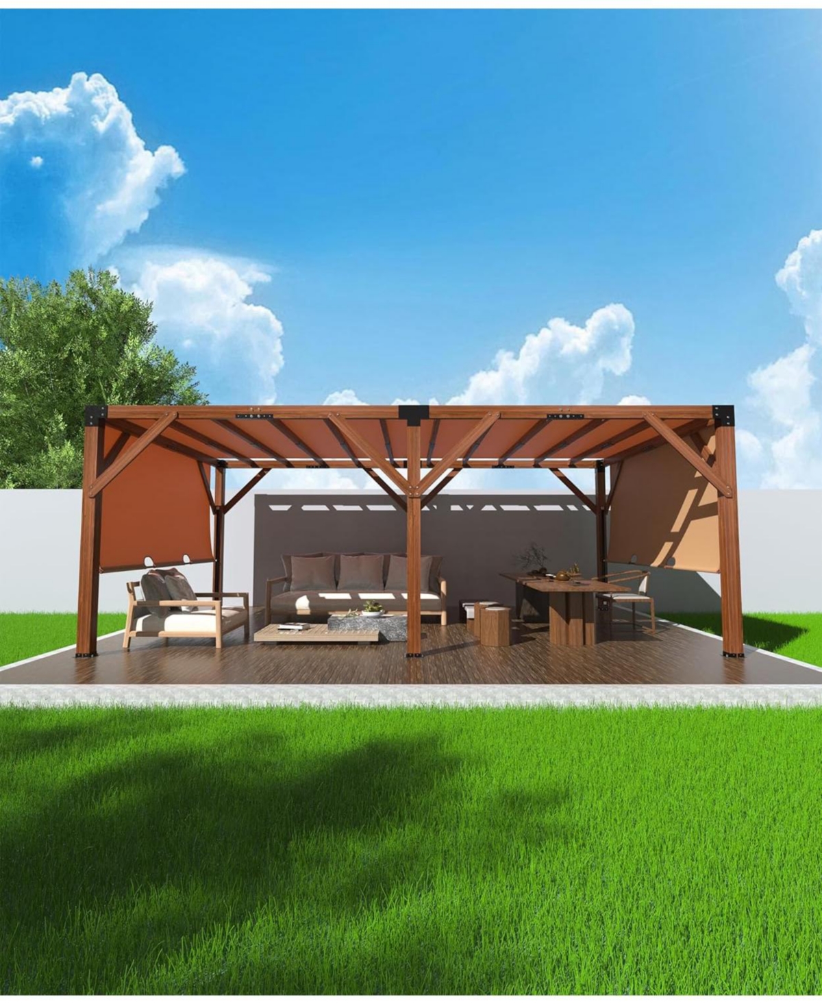 Click here for gaomon 12 X 20 Feet Wood Pergola Solid Structure R... prices