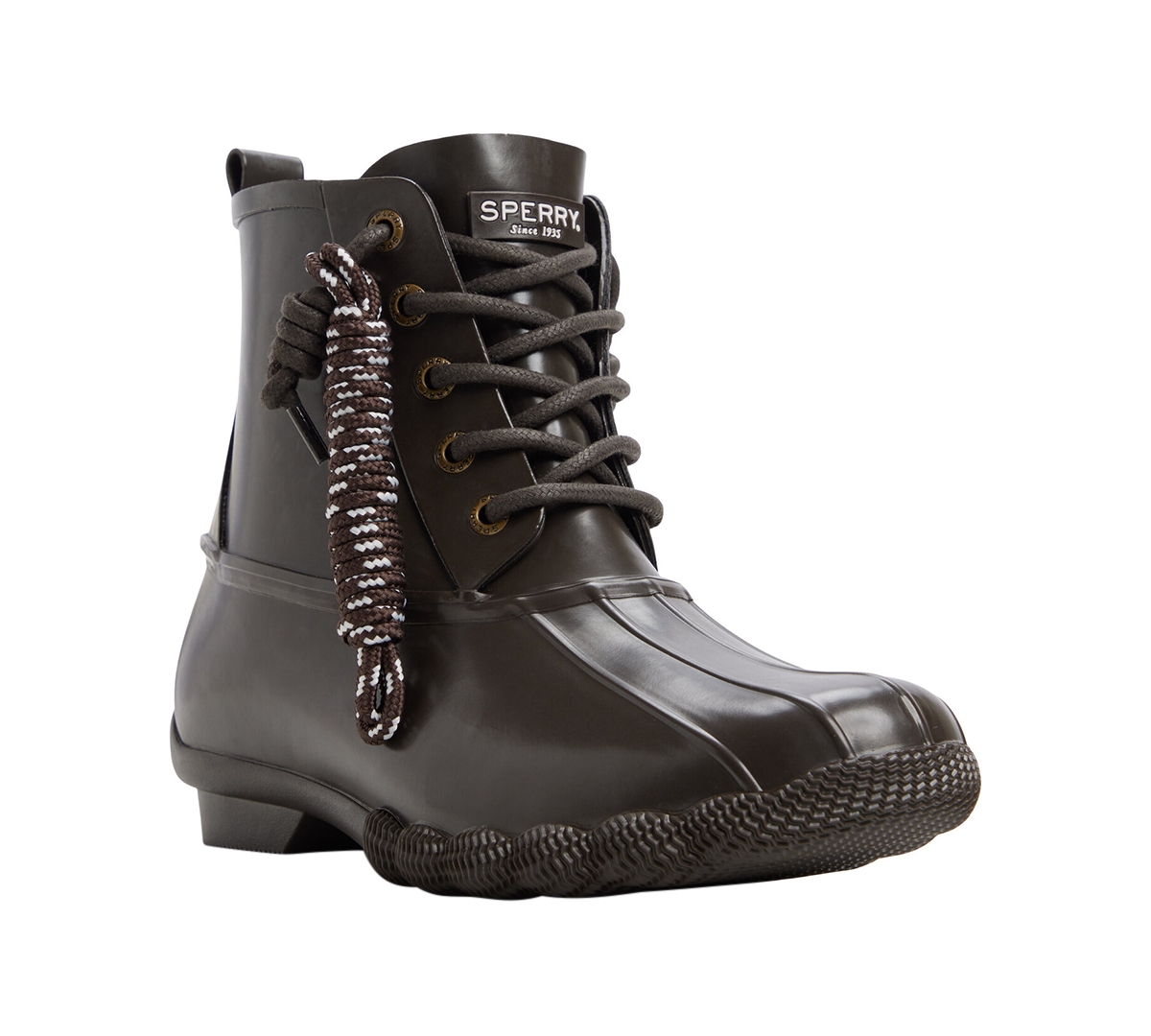 Click here for Sperry Womens Rubber Saltwater Duck Lace-Up Bootie... prices