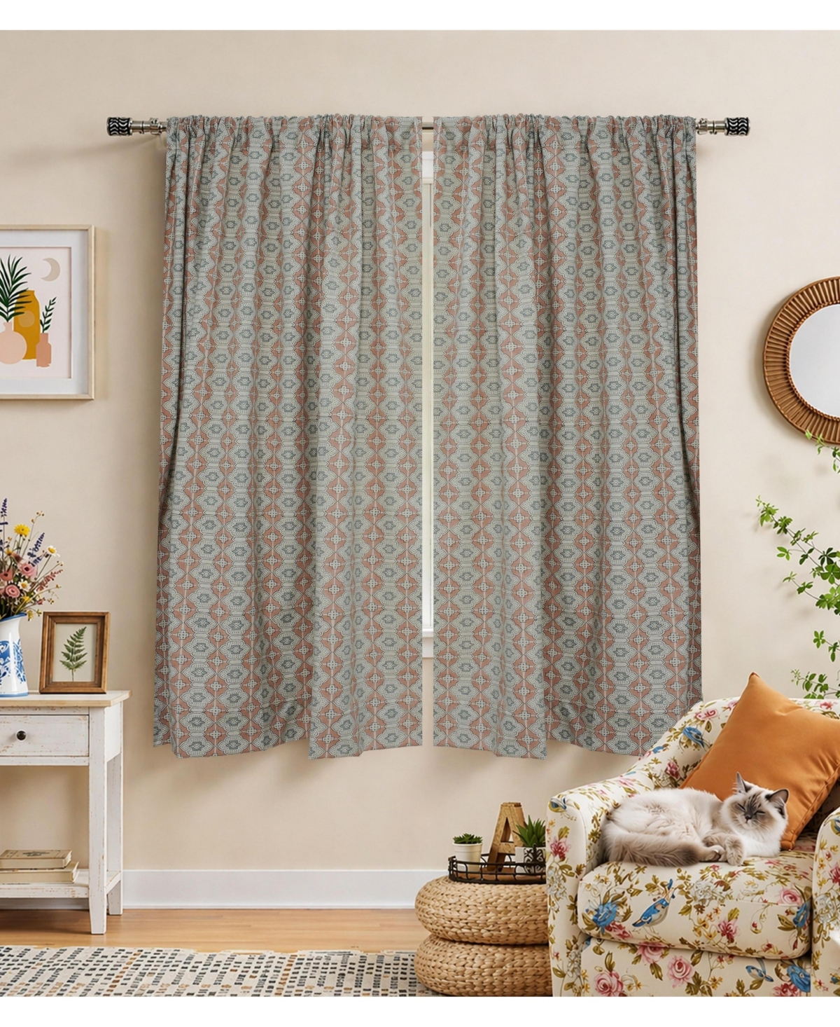Click here for Fabdivine Jhroka Boho Style Handcrafted Linen Curt... prices