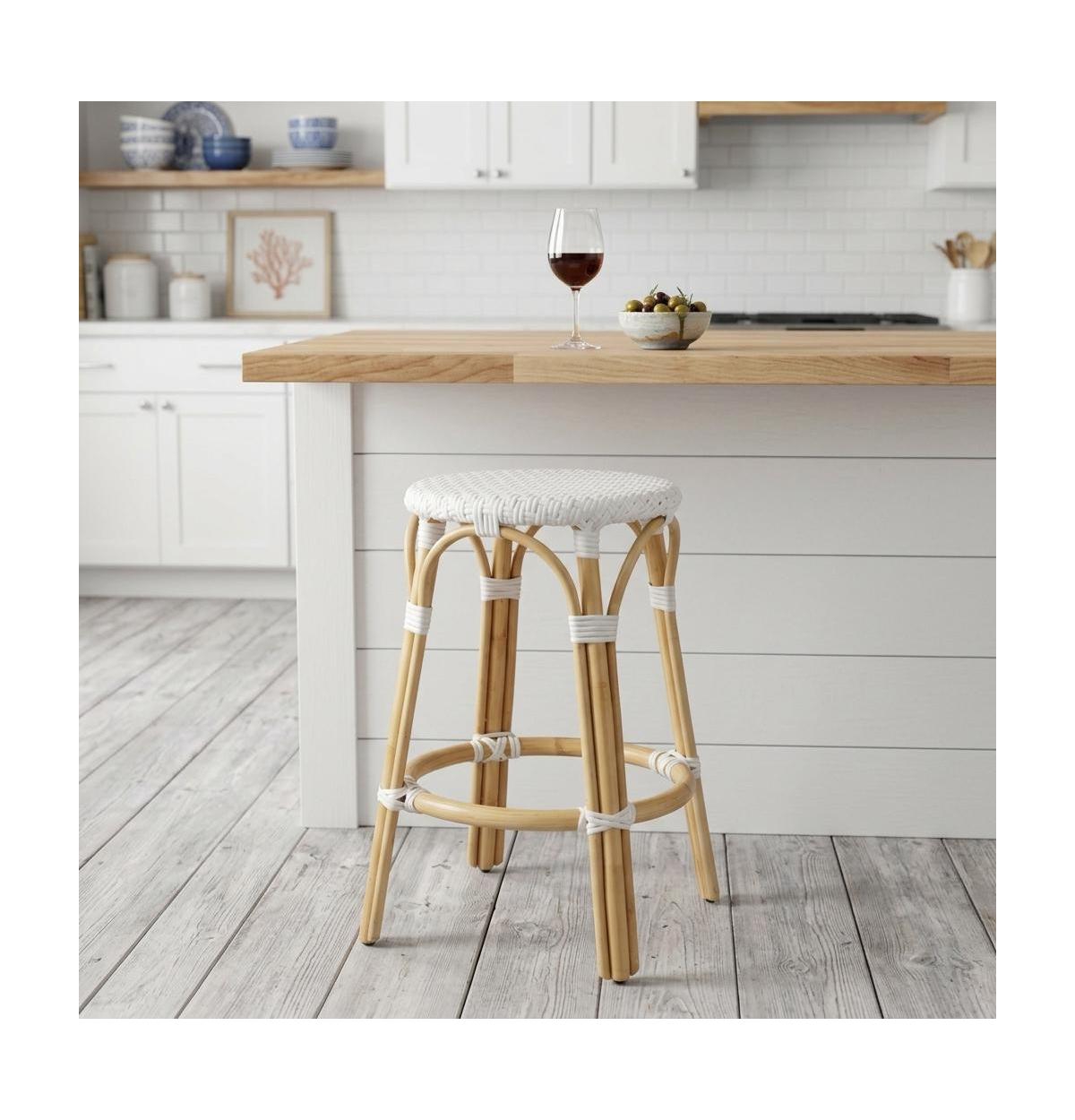Click here for HomeRoots 24 Heavy Duty Rattan Backless Counter He... prices