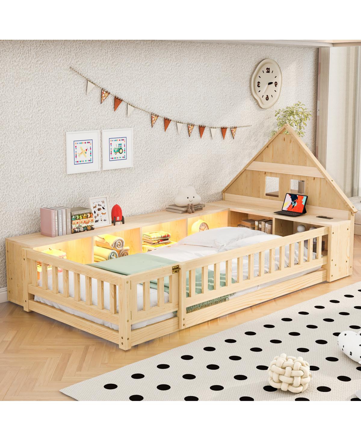 Click here for Streamdale Furniture Twin Wood House Floor Bed wit... prices