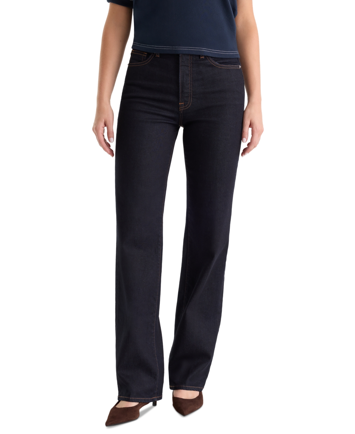 Click here for Good American Womens High-Rise Straight-Leg Jeans... prices