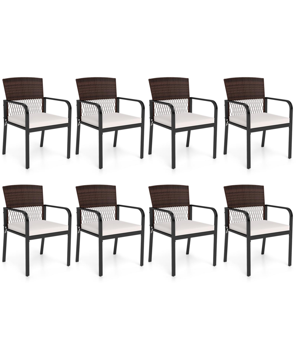 Click here for Gymax Outdoor Dining Chairs Set of 8 With Sturdy M... prices