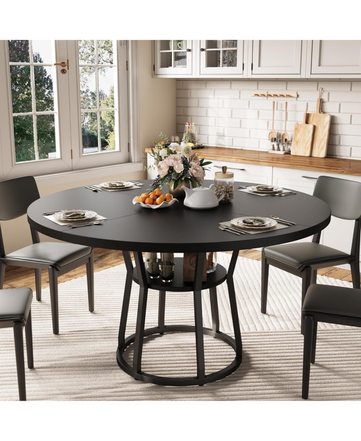 Click here for homfan 47 Inch Farmhouse Round Dining Table  Wood... prices