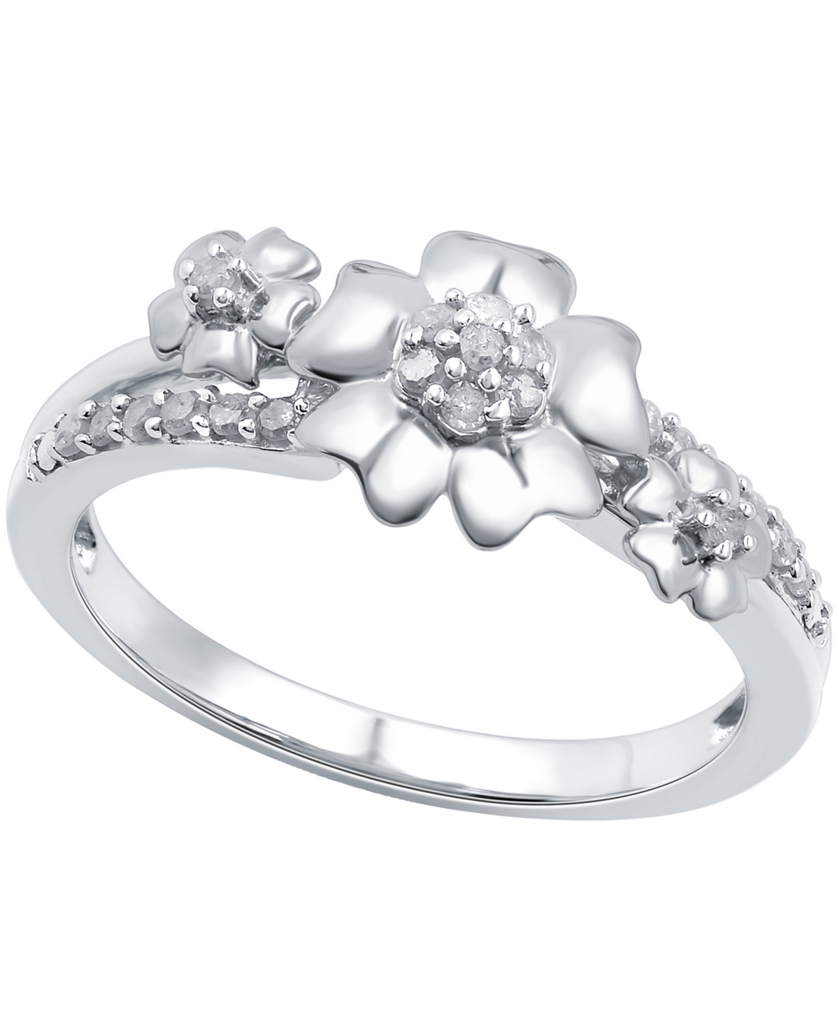 Click here for Diamond Flower Ring (1/6 ct. t.w.) in Sterling Sil... prices