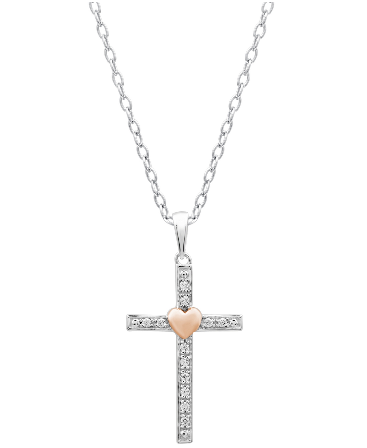 Click here for Diamond Two-Tone Cross Pendant Necklace (1/10 ct.... prices