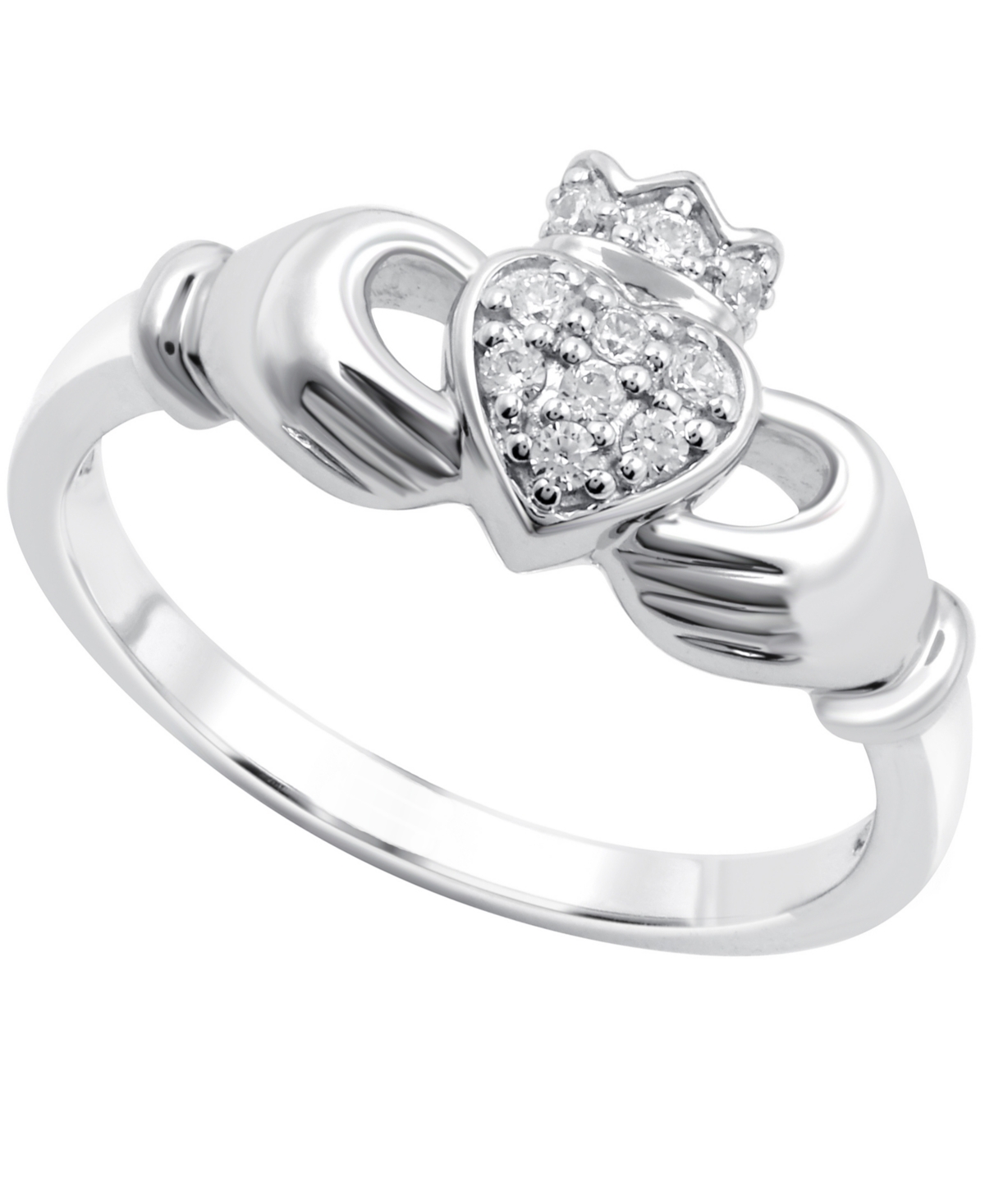 Diamond Claddagh Ring in Sterling Silver (1/10 ct. t.w.)