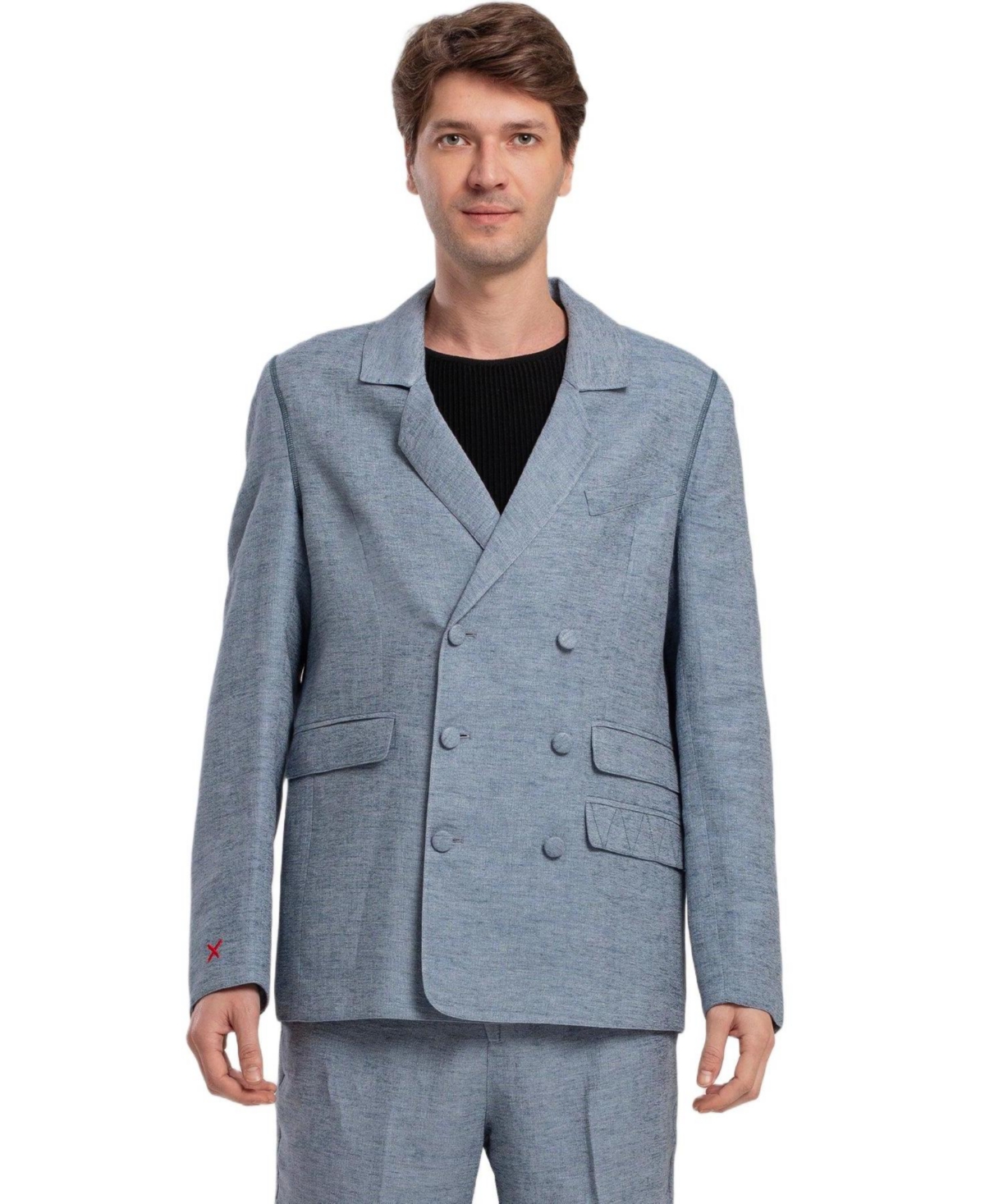 Click here for Pcfg Mens Free Heaven Linen Oversized Blazer - Blu... prices