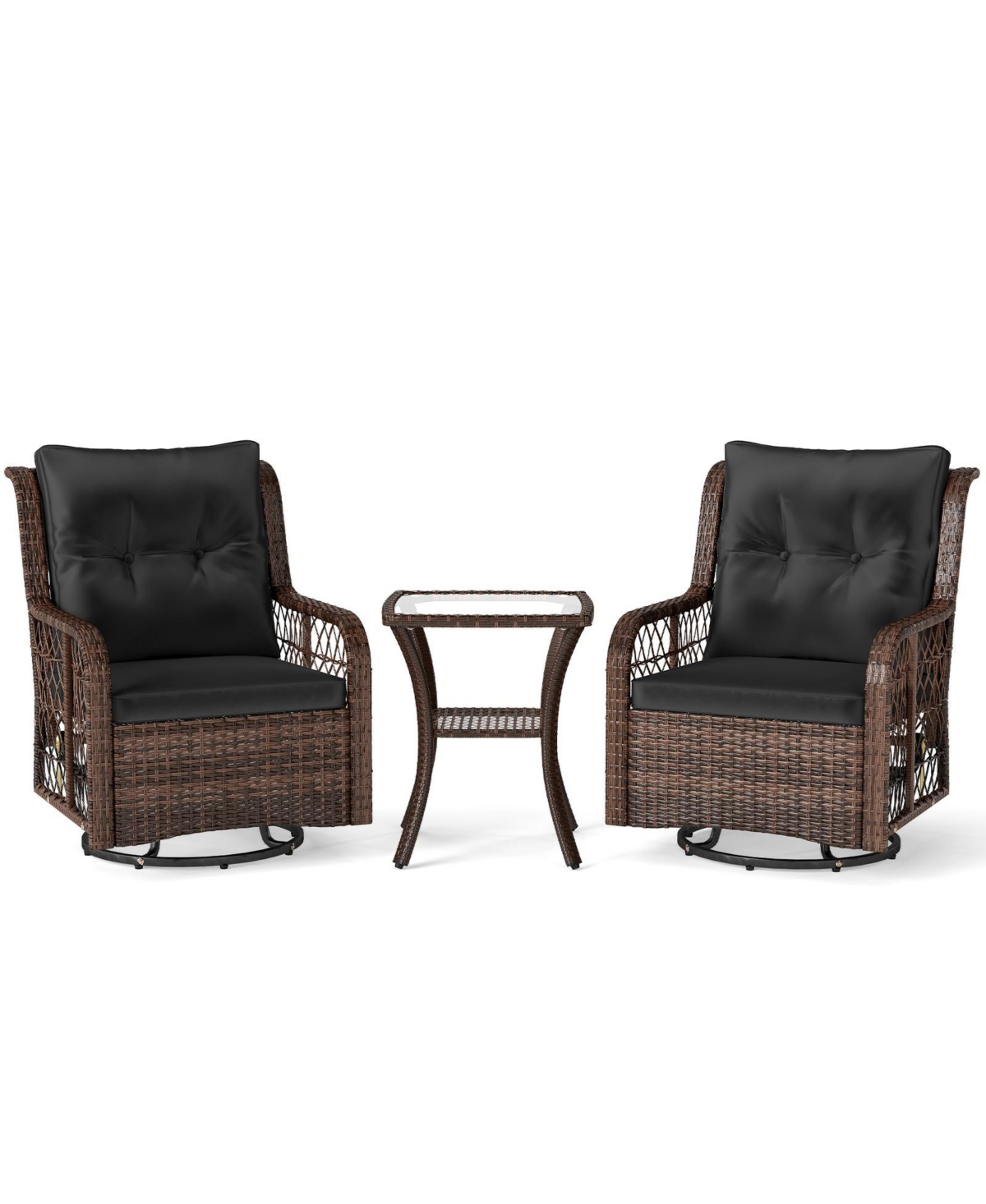 Click here for Sugift 3 Pieces Patio Furniture Set Pe Wicker Swiv... prices