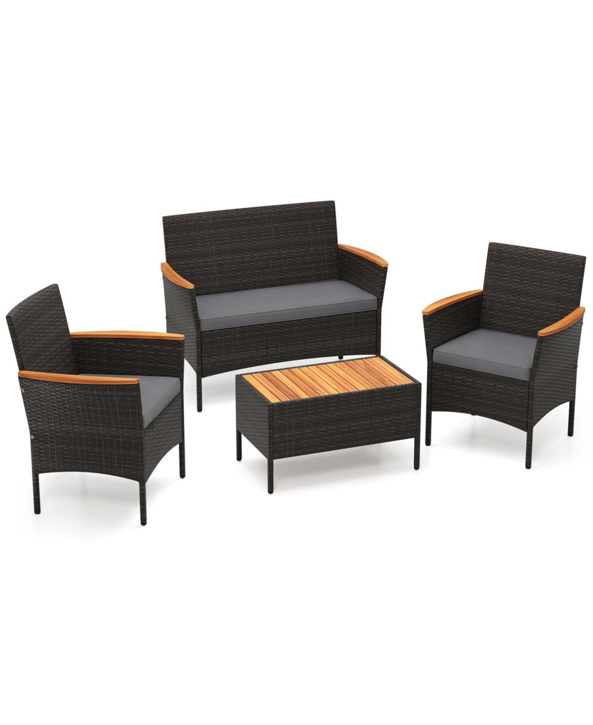 Click here for Sugift 4 Piece Patio Wicker Sofa Set with 2 Rattan... prices