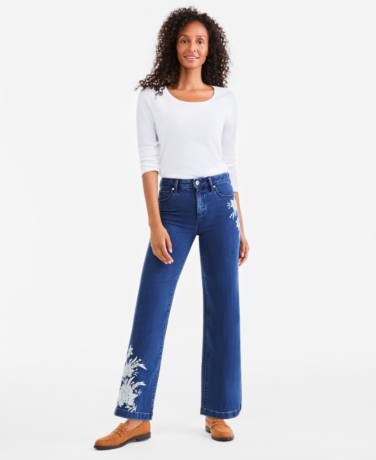 Click here for Style & Co Womens High-Waisted Wide-Leg Ankle Jean... prices