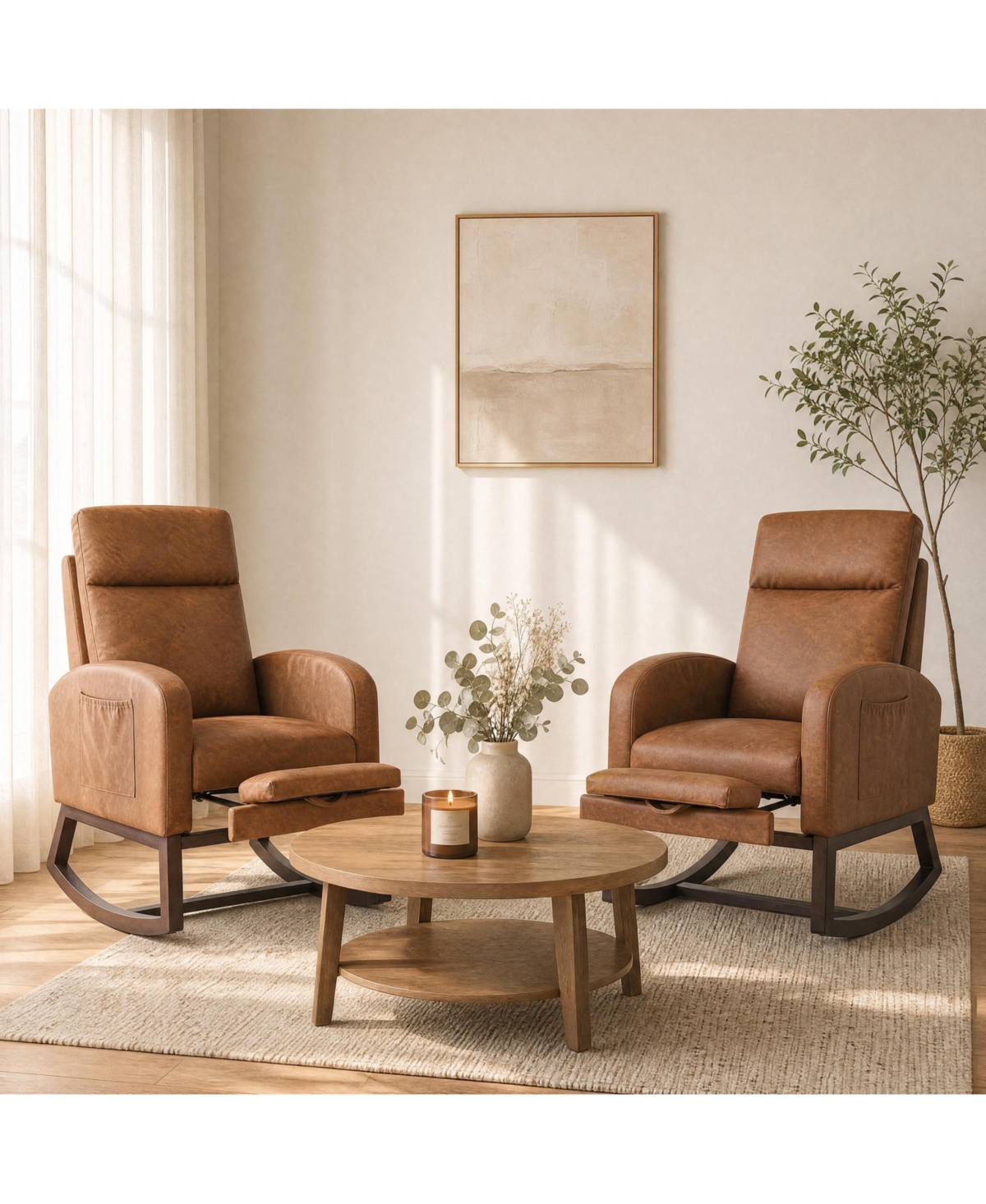 Click here for homfan Set of 2 Glider Rocker Chairs  Fabric Uphol... prices
