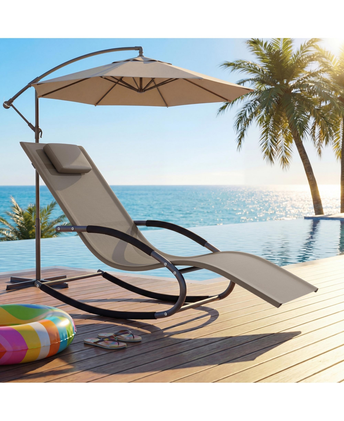 Click here for homfan Outdoor Rocking Chair with Iron Frame  Brea... prices