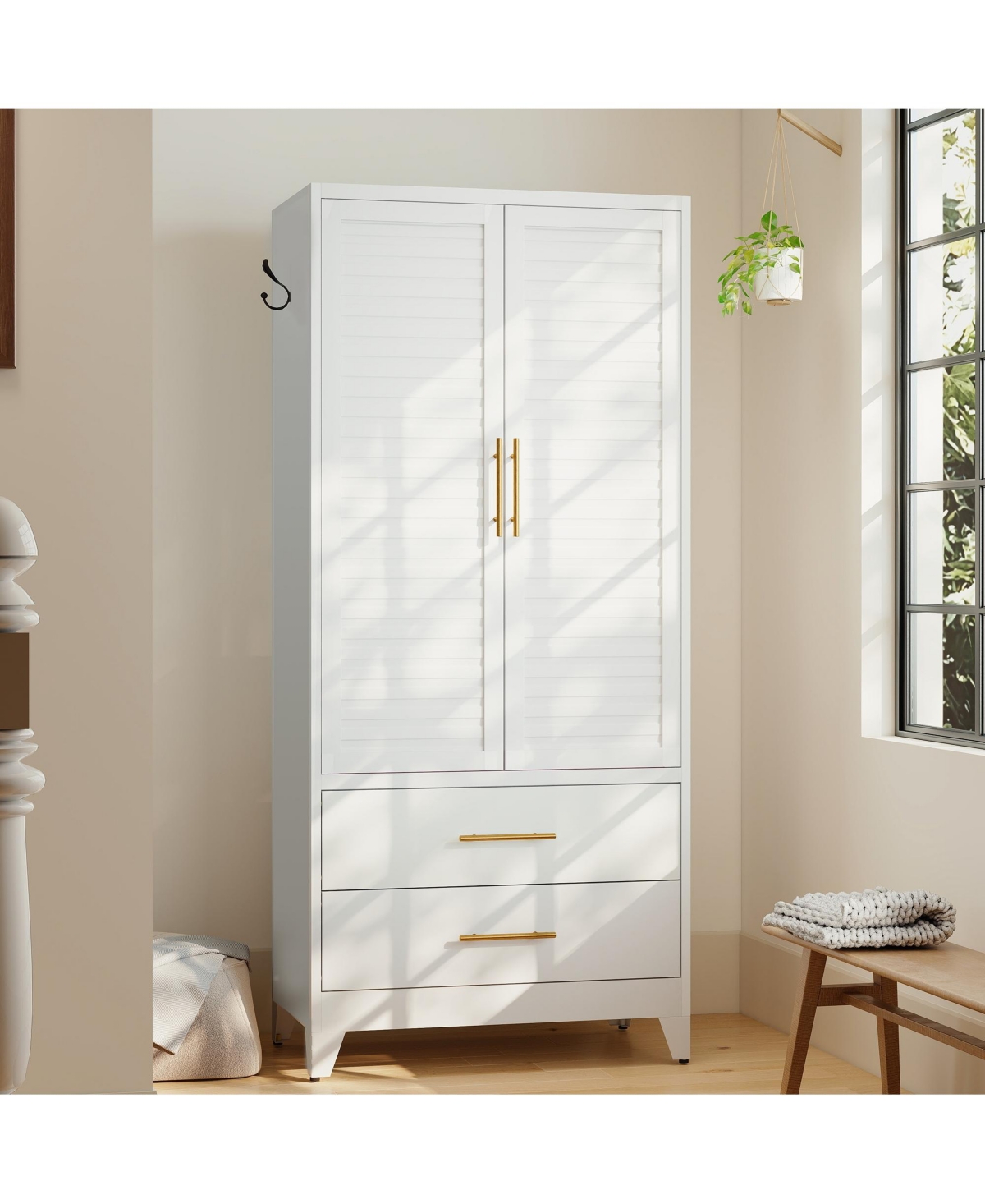 Click here for Boyel Living Metal Wardrobe Cabinet with Hanging R... prices