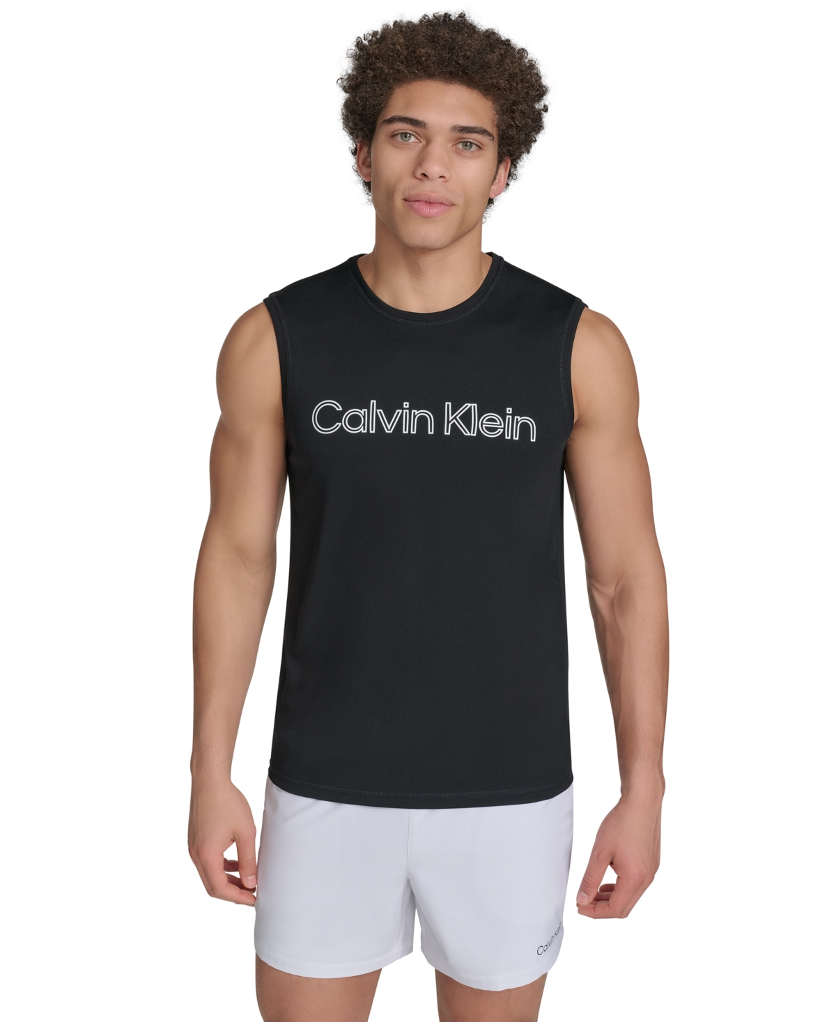 Click here for Calvin Klein Mens Logo Rash Guard - Black prices