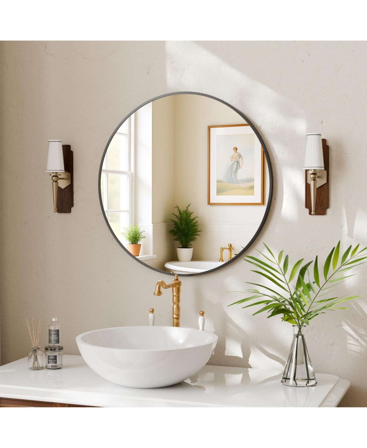 Click here for Koonmi Round Bathroom Mirror  Aluminum Alloy Frame... prices