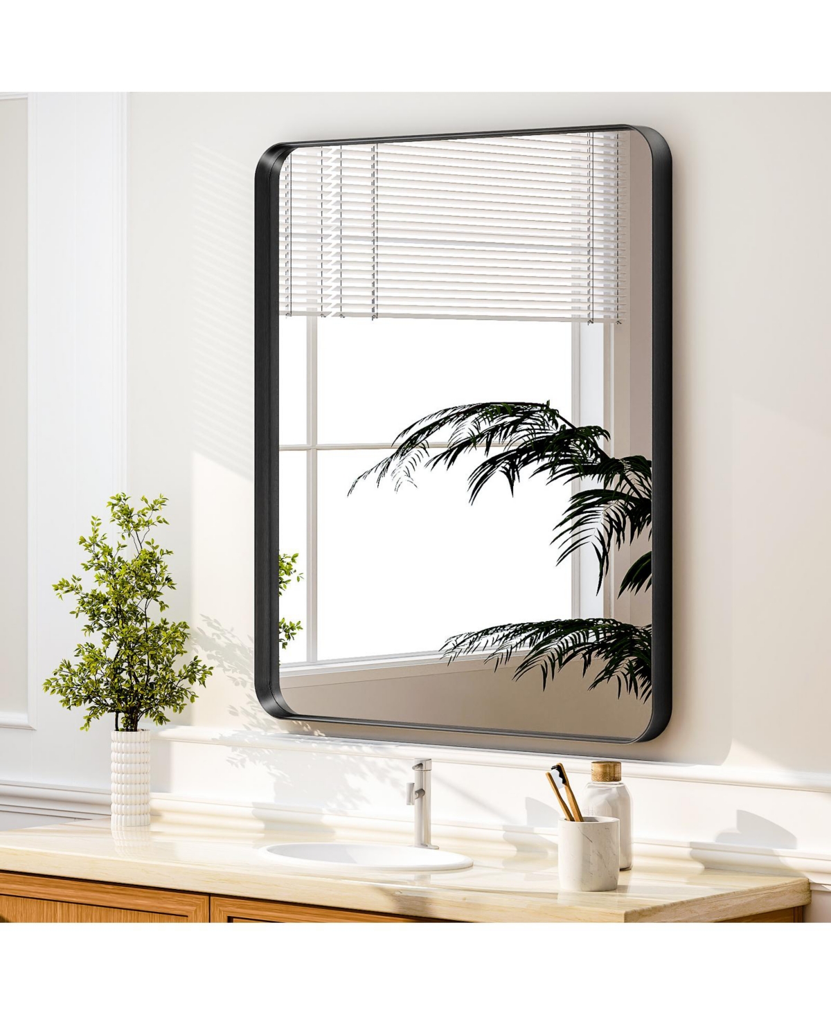 Click here for Koonmi Rounded Corner Bathroom Mirror with Deep-Se... prices