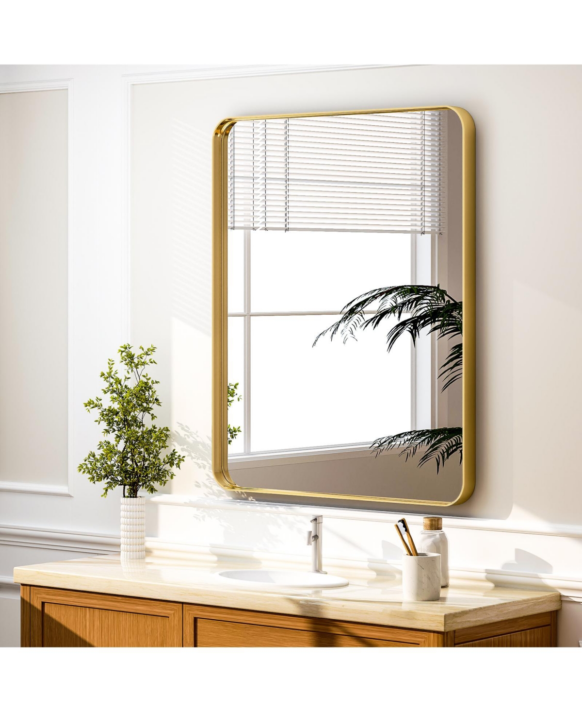 Click here for Koonmi Rounded Corner Bathroom Mirror with Deep-Se... prices