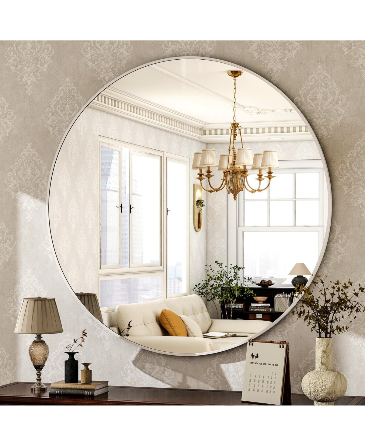 Click here for Koonmi Round Bathroom Mirror  Aluminum Alloy Frame... prices