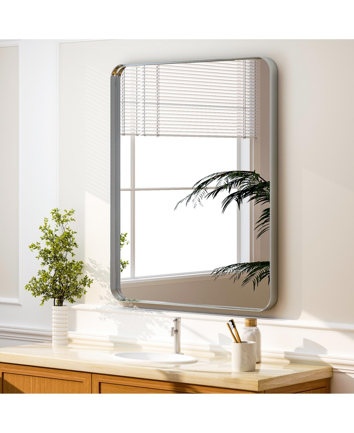 Click here for Koonmi Rounded Corner Bathroom Mirror with Deep-Se... prices