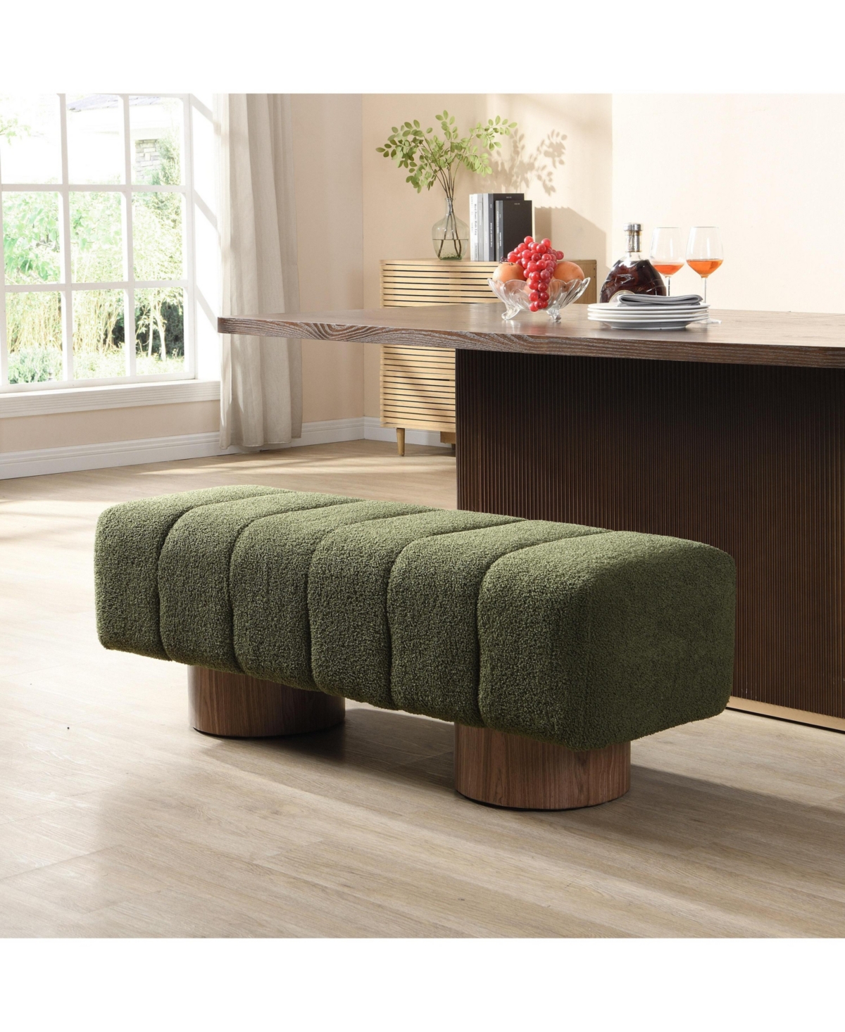 Click here for sumyeg Chenille Upholstered Dining Bench for Dinin... prices