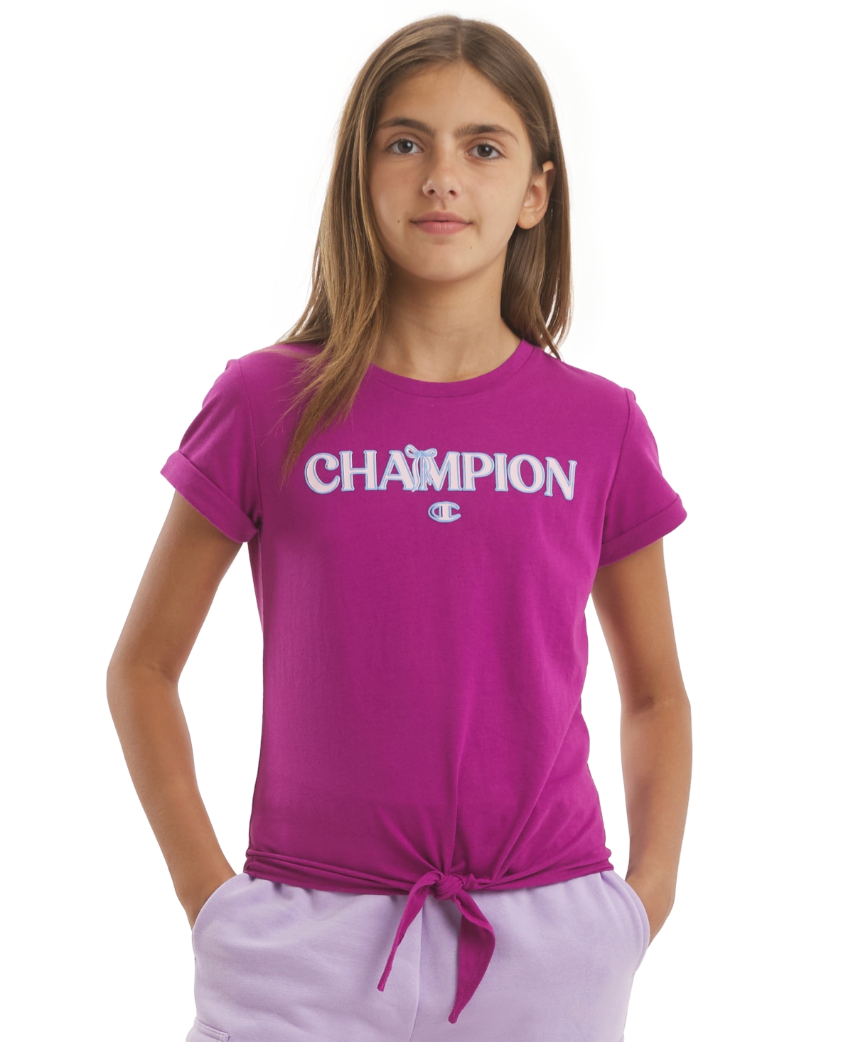 Click here for Champion Girls 7-16 Tie Front Graphic Short-Sleeve... prices