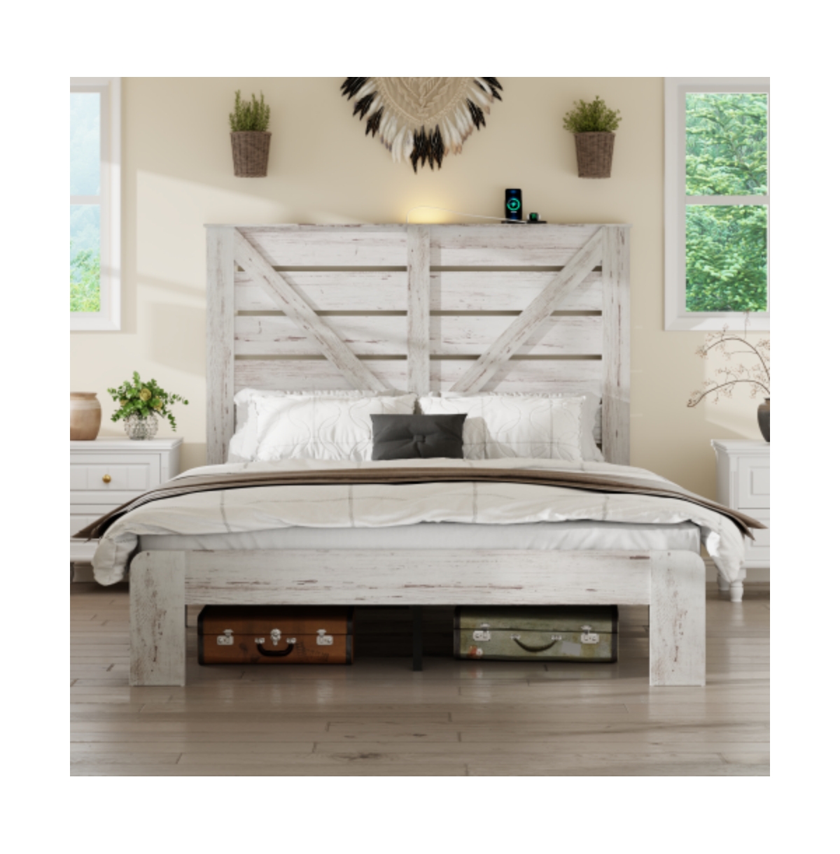 Click here for Lucky One Queen Size Wood Platform Bed Frame with... prices