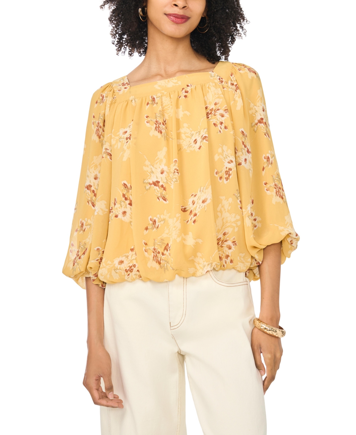 Click here for Vince Camuto Womens Square Neck Bubble Blouse - Go... prices