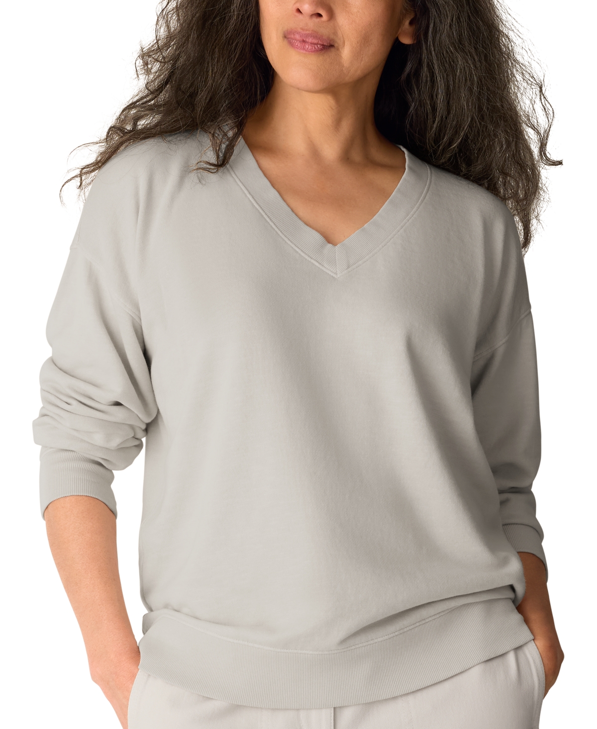 Click here for Eileen Fisher Womens Garment-Dyed V-Neck Top - Pla... prices