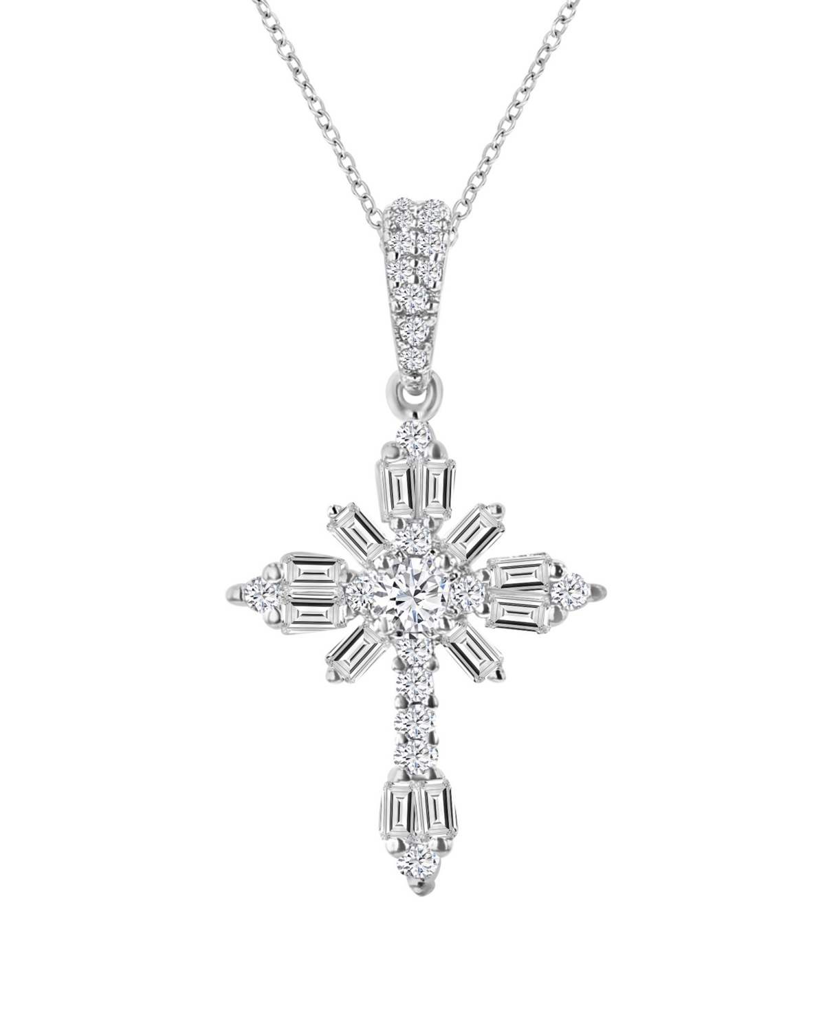 Click here for Macys Fancy Layered Cross Necklace - Silver prices
