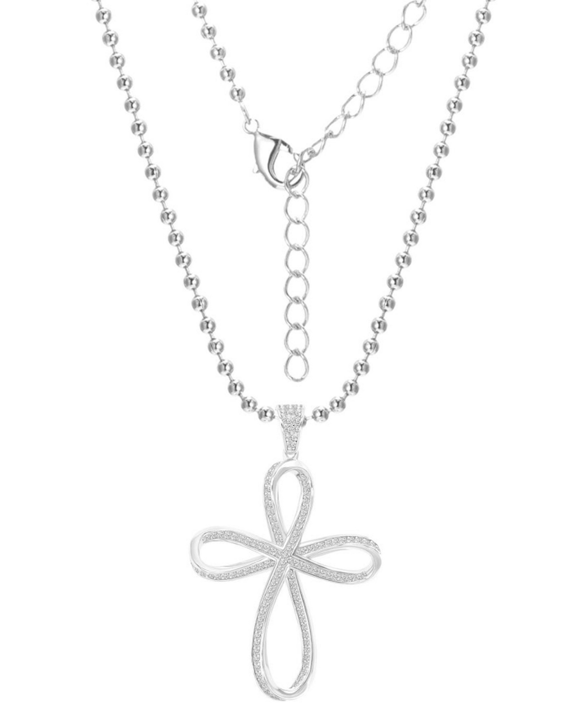Click here for Macys Silver-Plated Cross Bead Chain Necklace - Si... prices