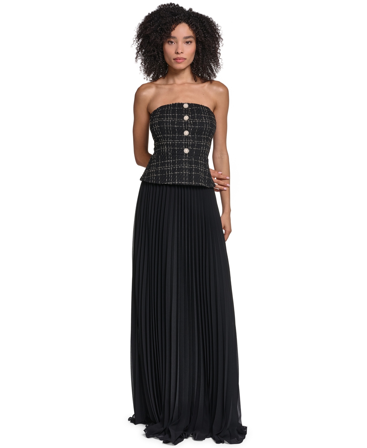Click here for Karl Lagerfeld Paris Womens Tweed Bodice Chiffon G... prices