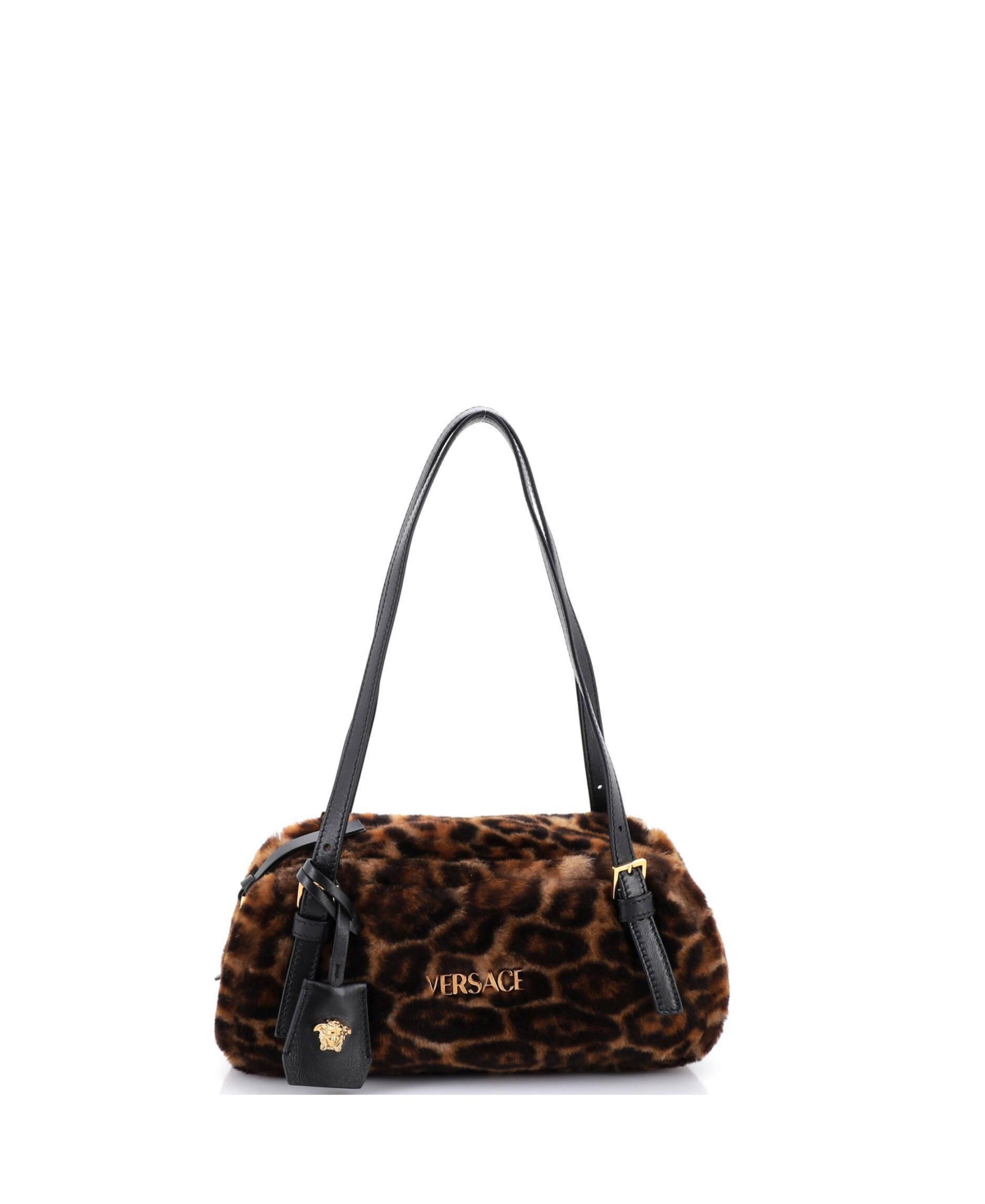 Click here for Pre-Owned Versace Tag Bowling Bag Shearling - Brow... prices