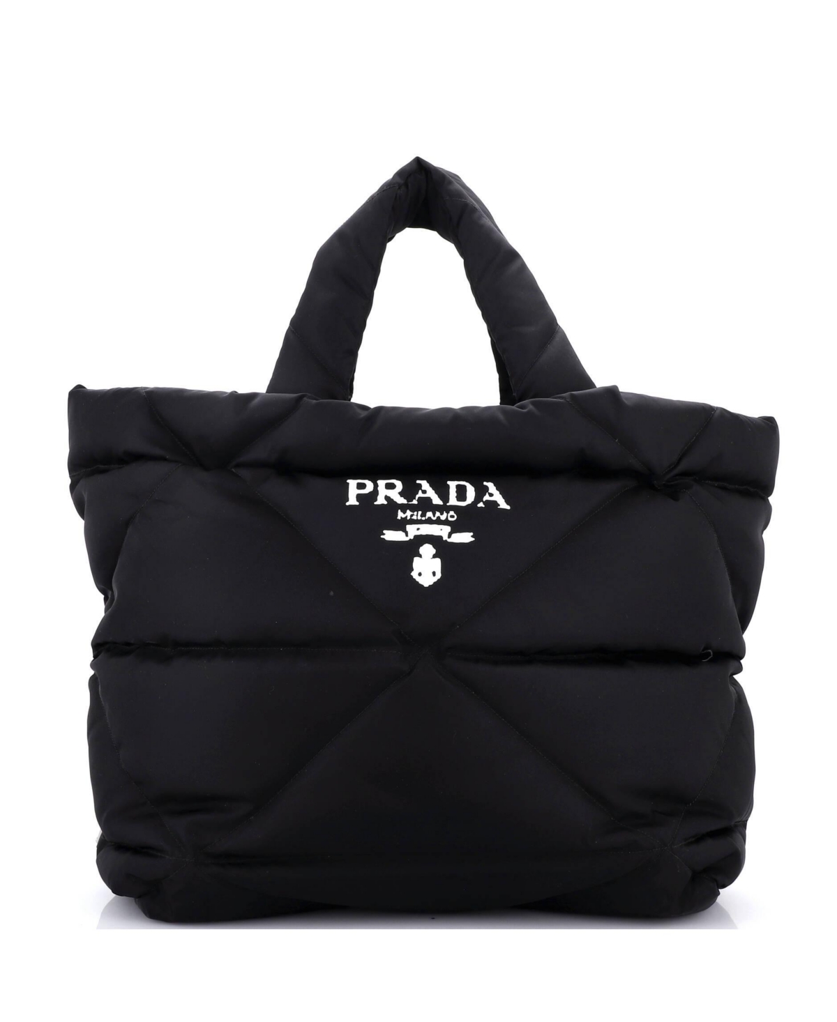 Click here for Pre-Owned Prada Medium Padded Logo Tote Bag Quilte... prices