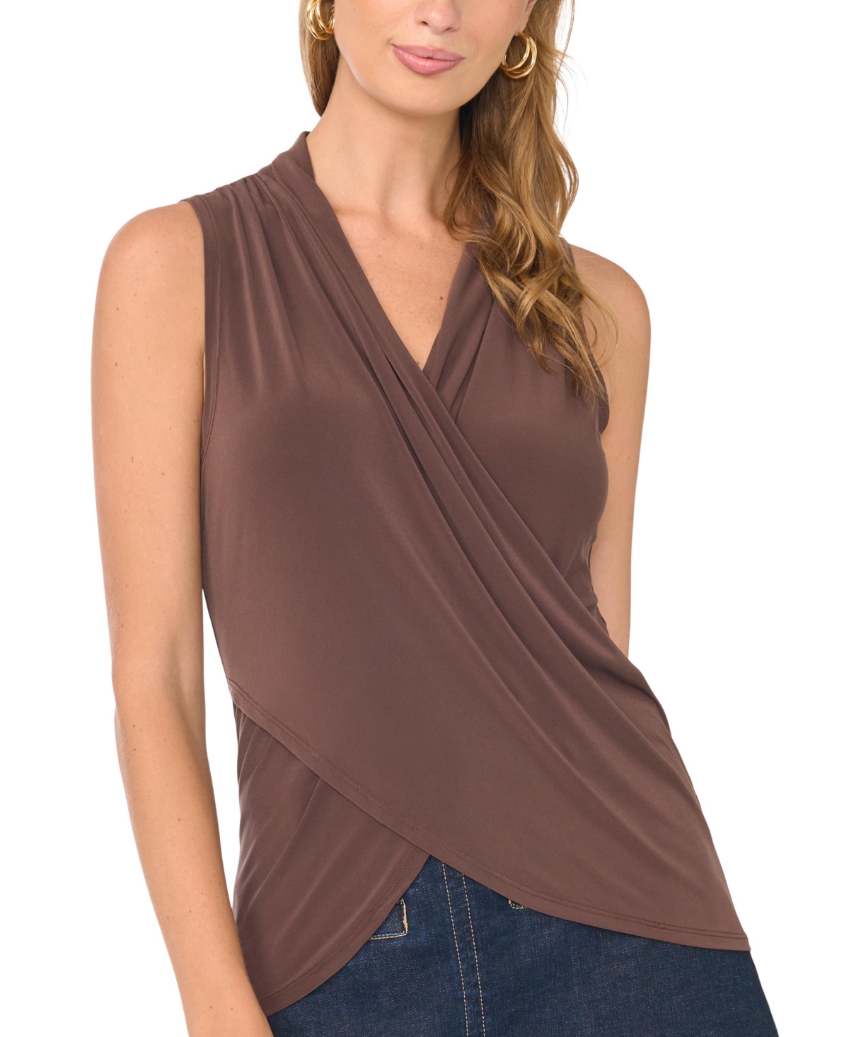 Click here for Vince Camuto Womens Crossover Wrap-Front Sleeveles... prices