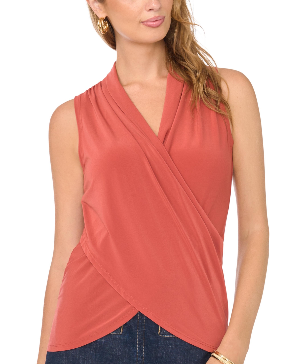 Click here for Vince Camuto Womens Crossover Wrap-Front Sleeveles... prices