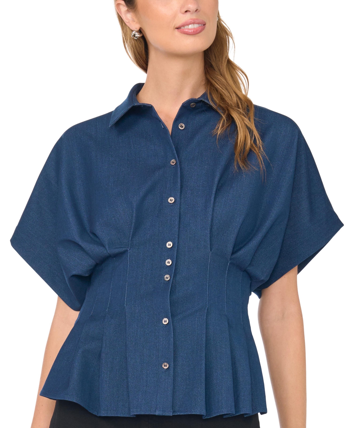 Click here for Vince Camuto Womens Button-Down Short-Sleeve Top -... prices