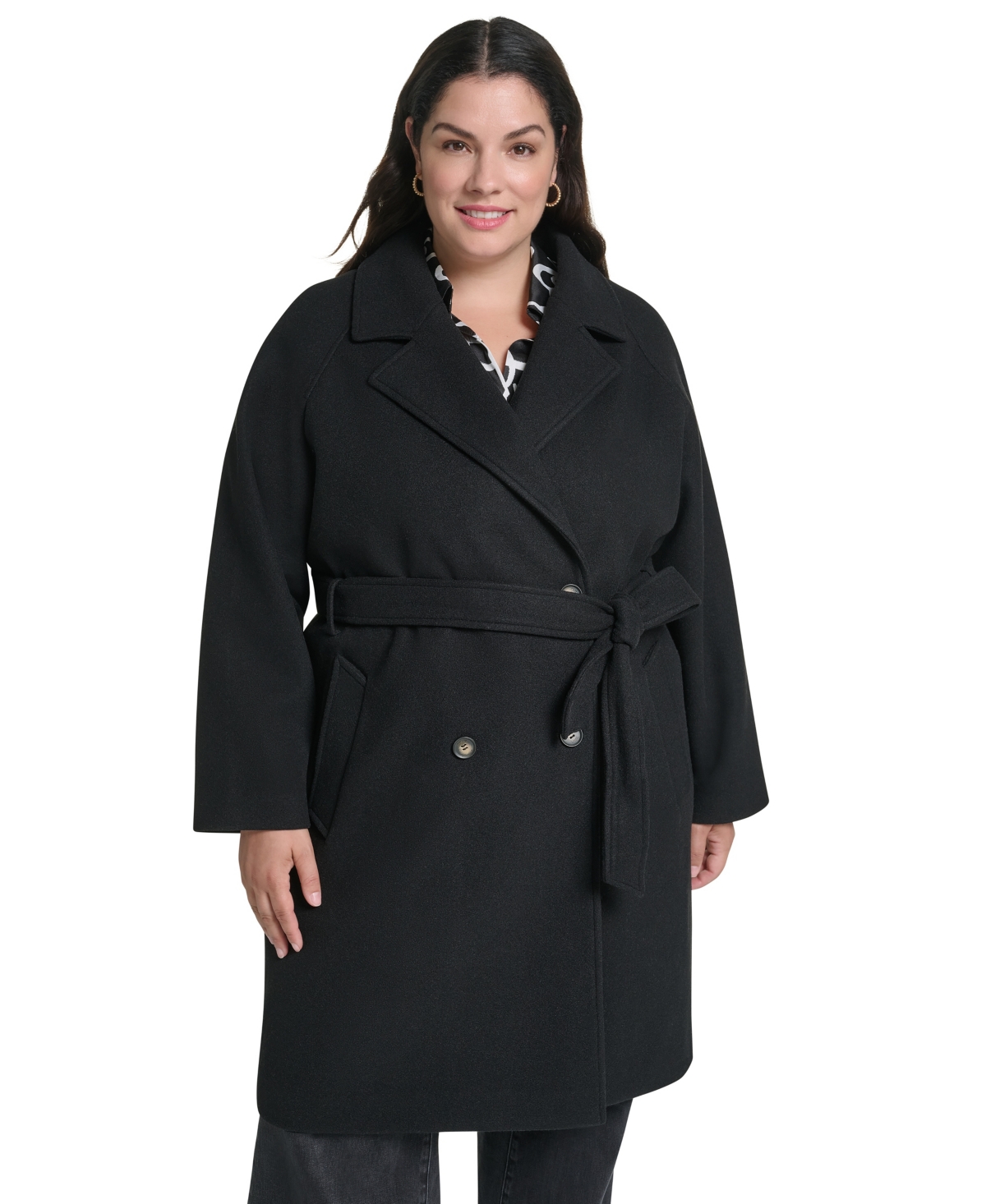 Click here for Dkny Womens Notch Collar Coat - Black prices