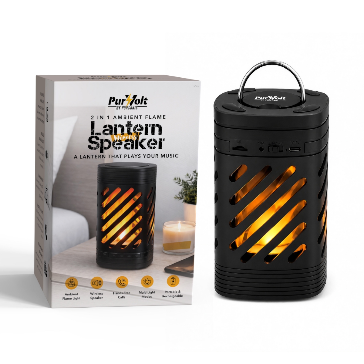 Click here for Pursonic 2-in-1 Ambient Flame Lantern Speaker - Bl... prices