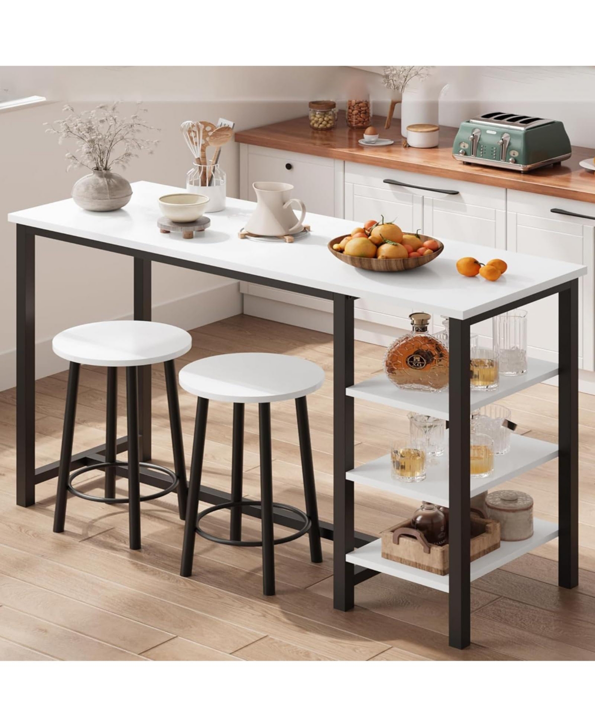 Click here for homfan 47 Inch Bar Height Dining Table Set with 2... prices