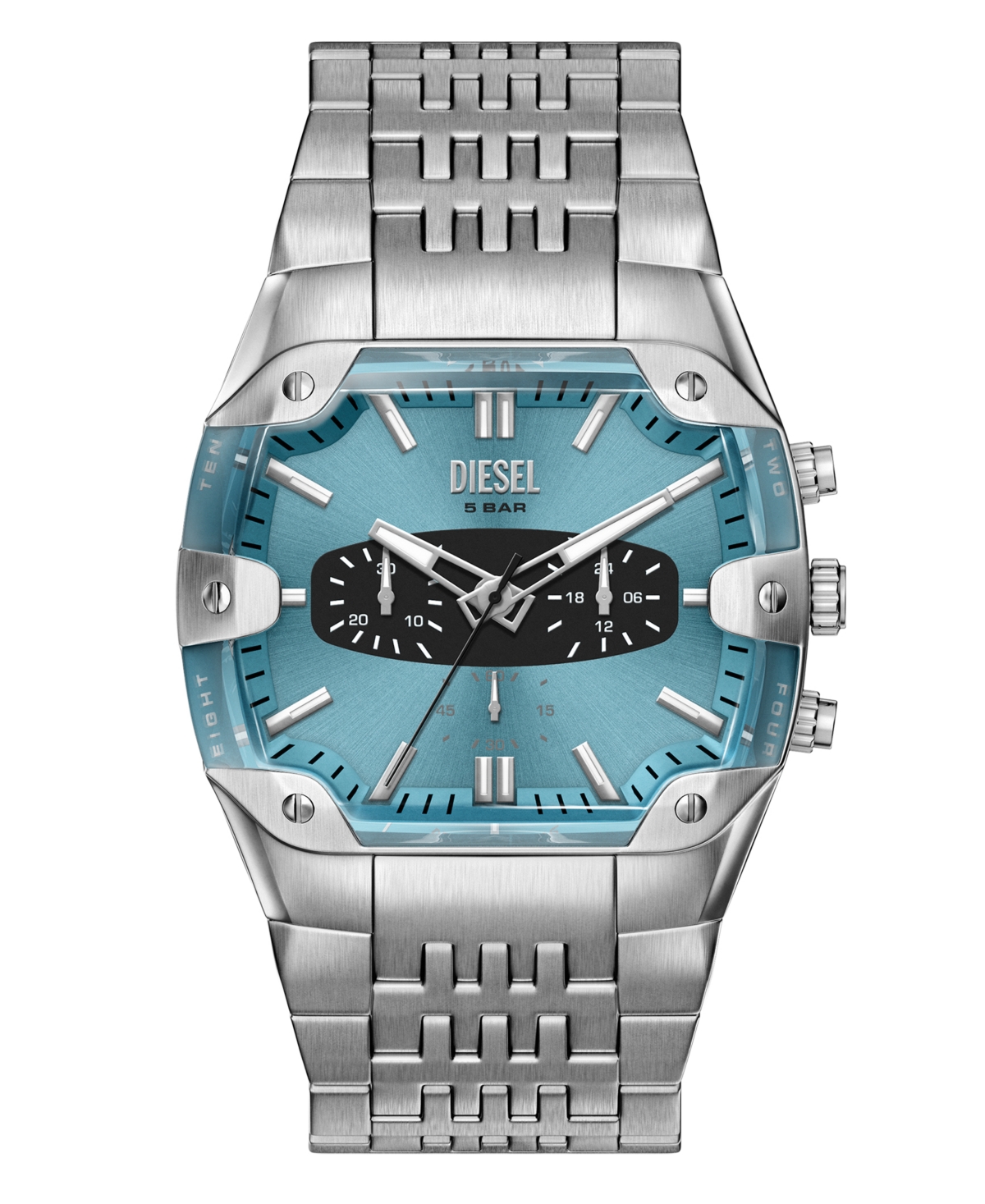 Click here for Diesel Mens Spiked Cushion Quartz Chronograph Silv... prices