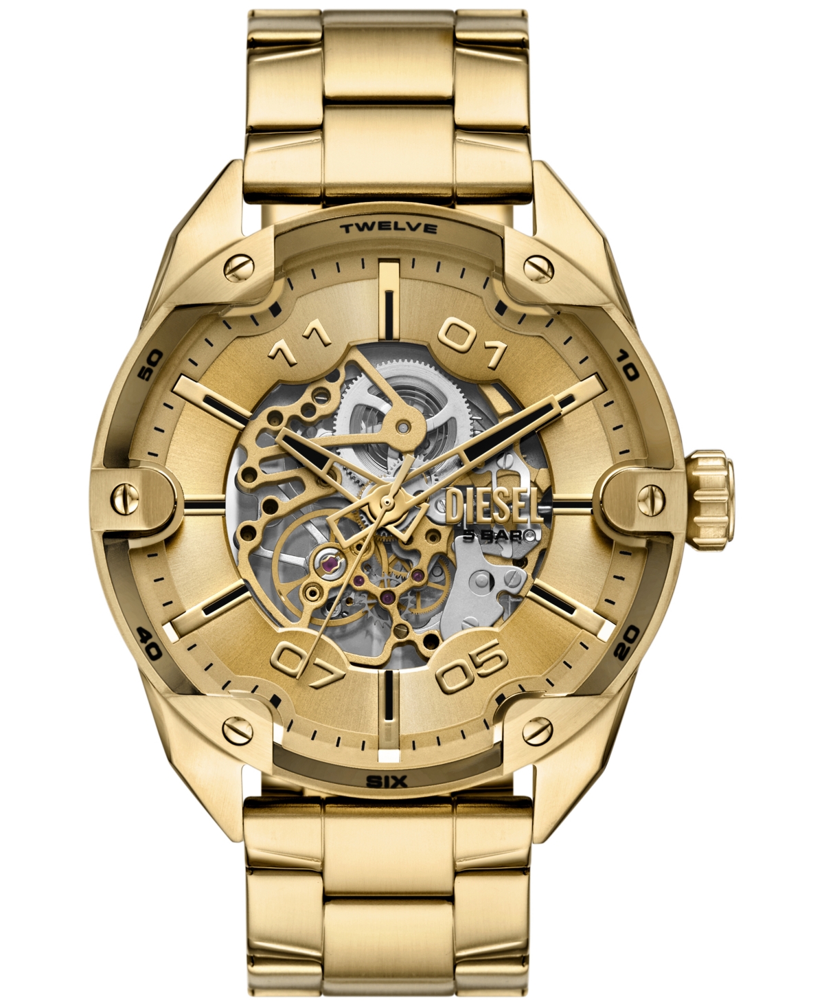 Click here for Diesel Mens Spiked Automatic Three-Hand Gold Stain... prices